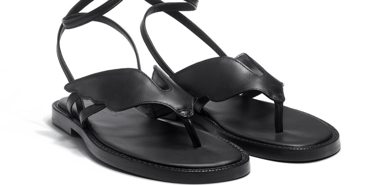Women's Black soft calfskin Winged Sandal – J.M. Weston
