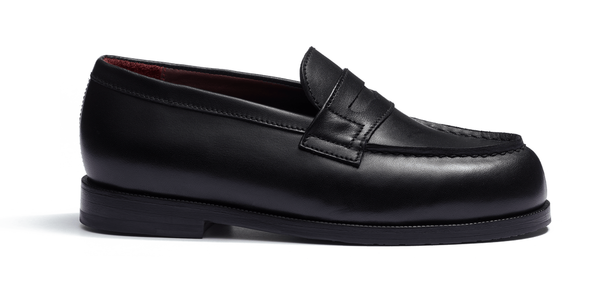 Mocassin J.M. Weston x Bonpoint en cuir veau souple noir
