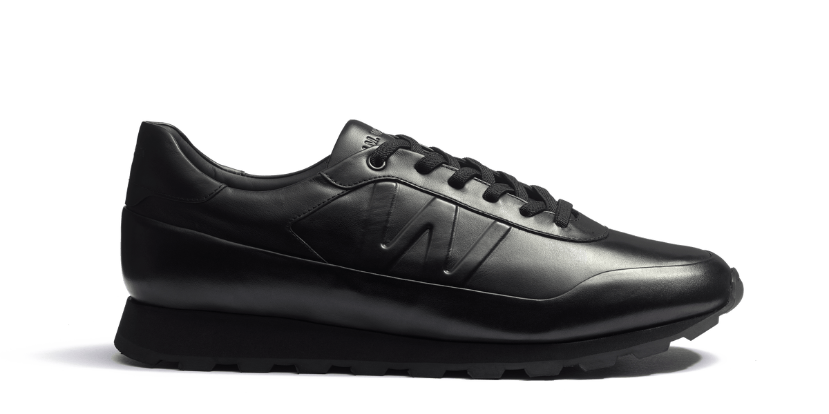 Basket On My Way Racing Evolution en cuir veau sport noir – J.M. Weston